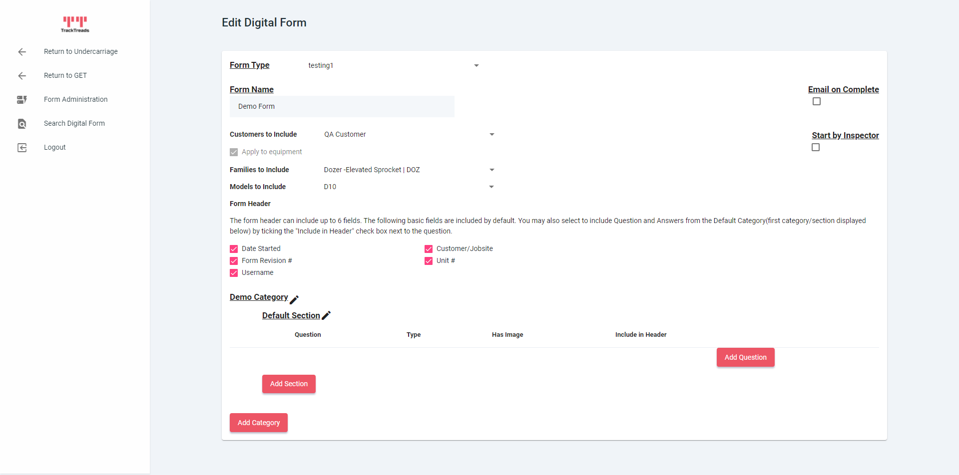 Setting up a Basic Question on a Digital Form - TrackTreads Knowledge Base